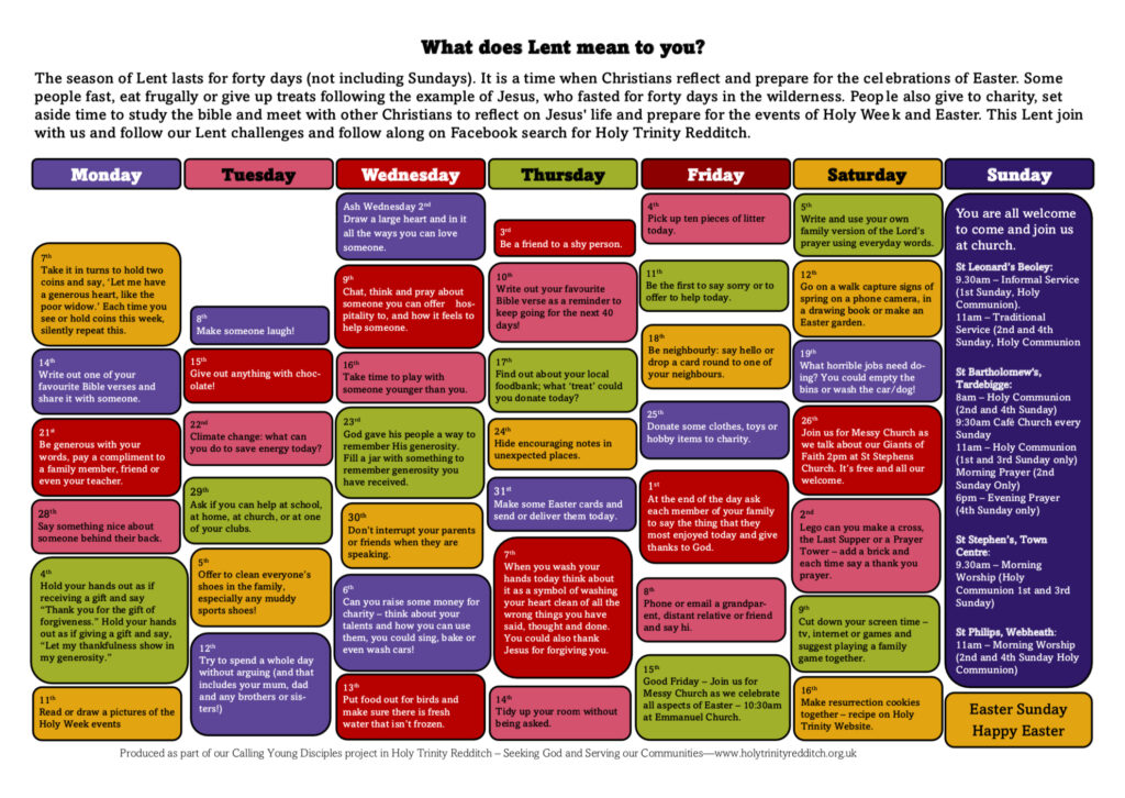Lent activity challenge – Holy Trinity Redditch